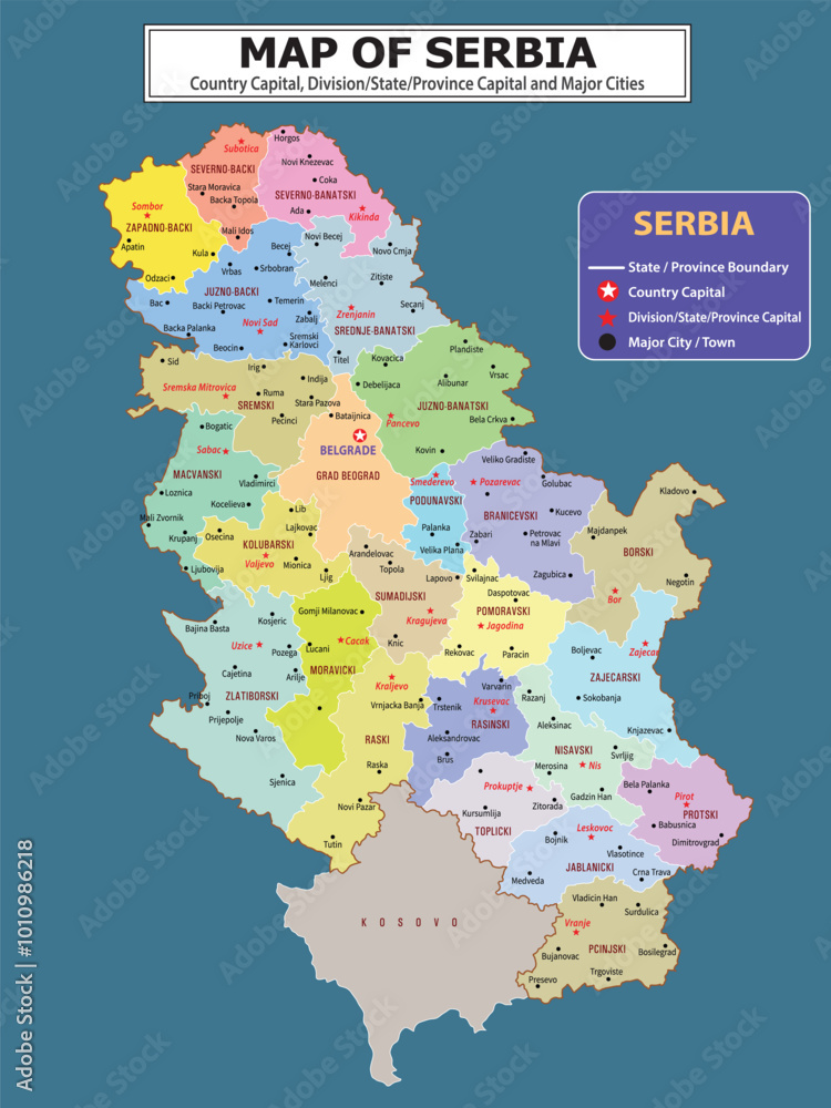 European Country Geography Political map. Political map of country with ...