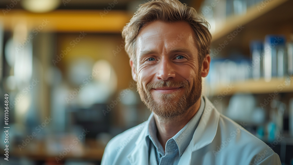 Caucasian White Man Biologist - scientist, lab, smiling, man, research ...