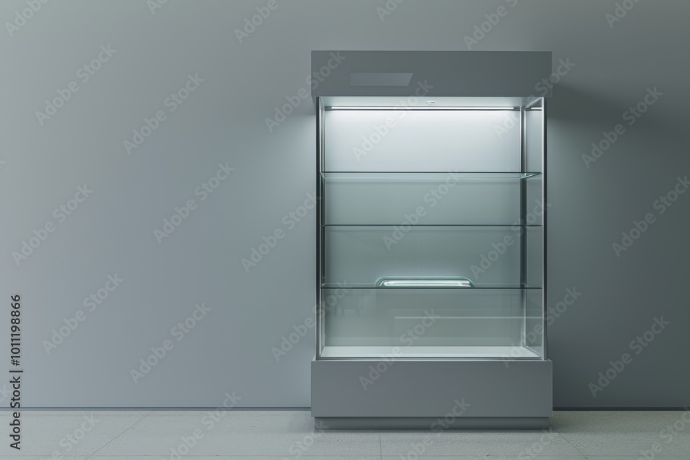 Minimalist glass display case with ambient lighting in a modern ...
