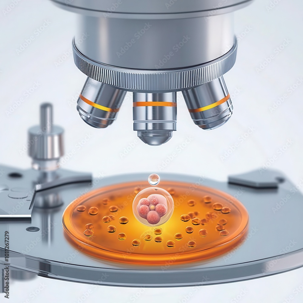 In vitro fertilization concept, developing embryo in a lab setting ...