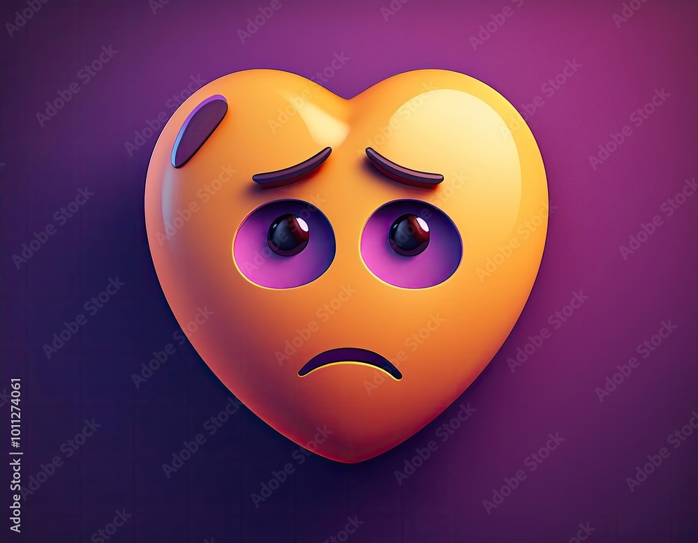 Sad heart Icon, Expressive Weather Illustration, sad emoji images Stock ...