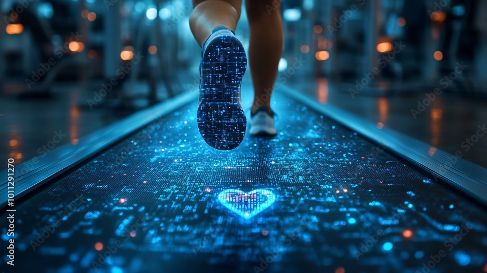 Cardiovascular health depicted by a doctor monitoring a patient running ...