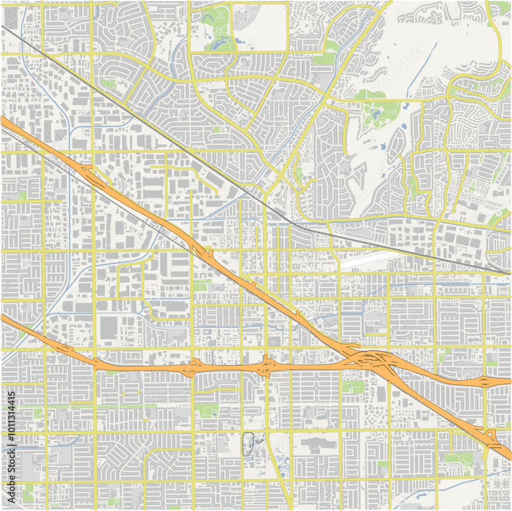 Map of Buena Park in California in a normal road map style. Contains ...