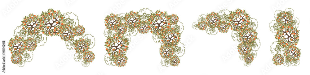 Orange Trees for architectural floor plans. Top view element. Entourage ...