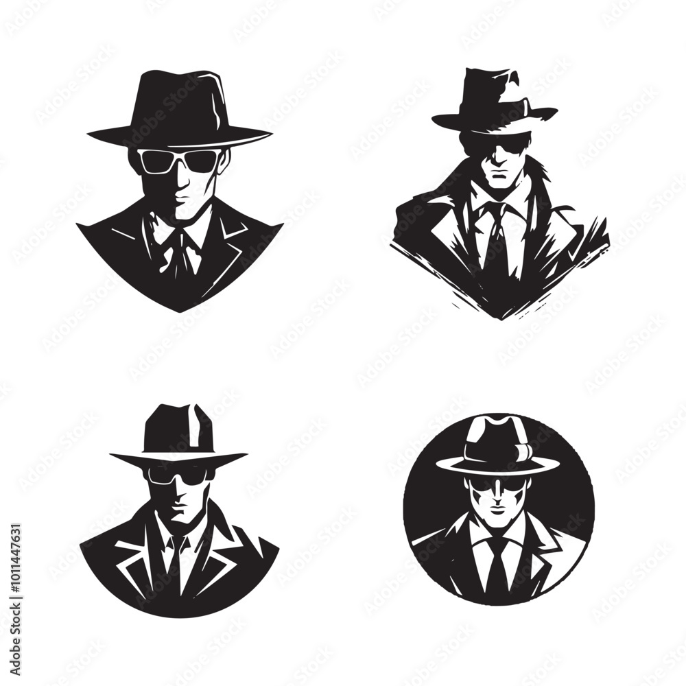 Spy Esport Logo Vector Black and White Background Thicker Outline ...