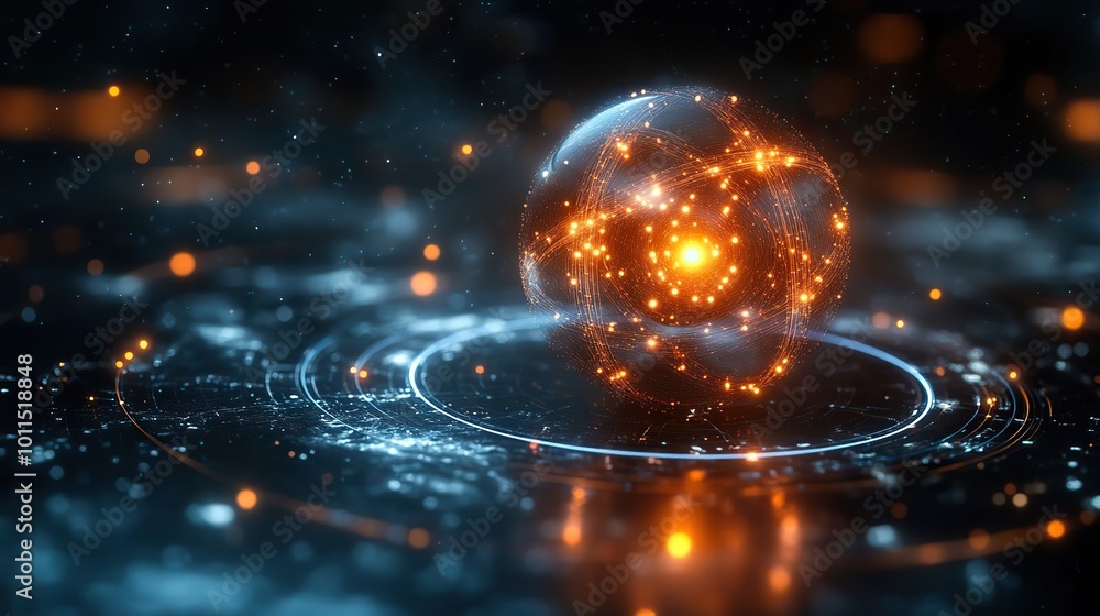 Visualization Of Atomic Structure With Electrons Orbiting Nucleus