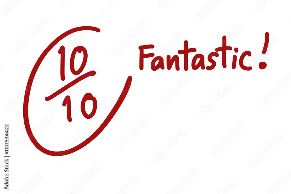 Hand written font number 10 of 10 scores and word Fantastic ...