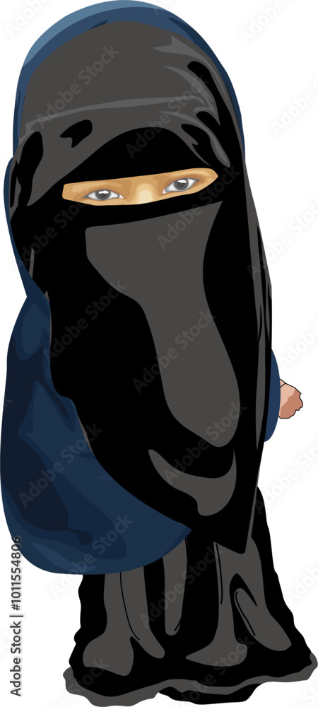 cartoon caricature template. illustration of a woman wearing Islamic ...