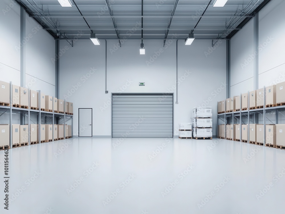 Cold chain warehouse interior with refrigerated units, temperature ...