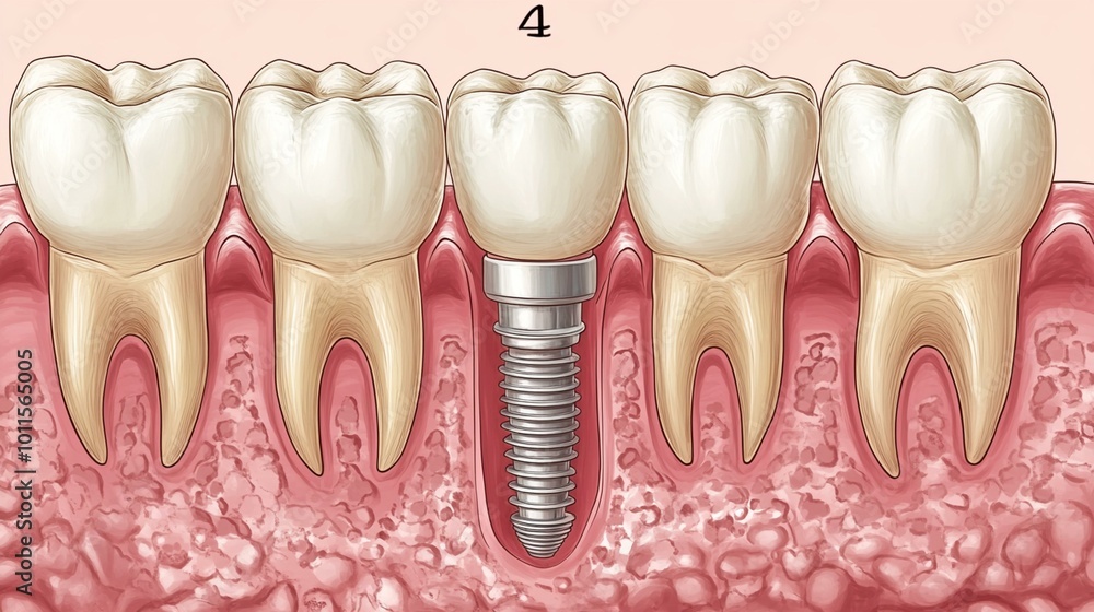 an A diagram showing the anatomy of a dental implant, including the ...