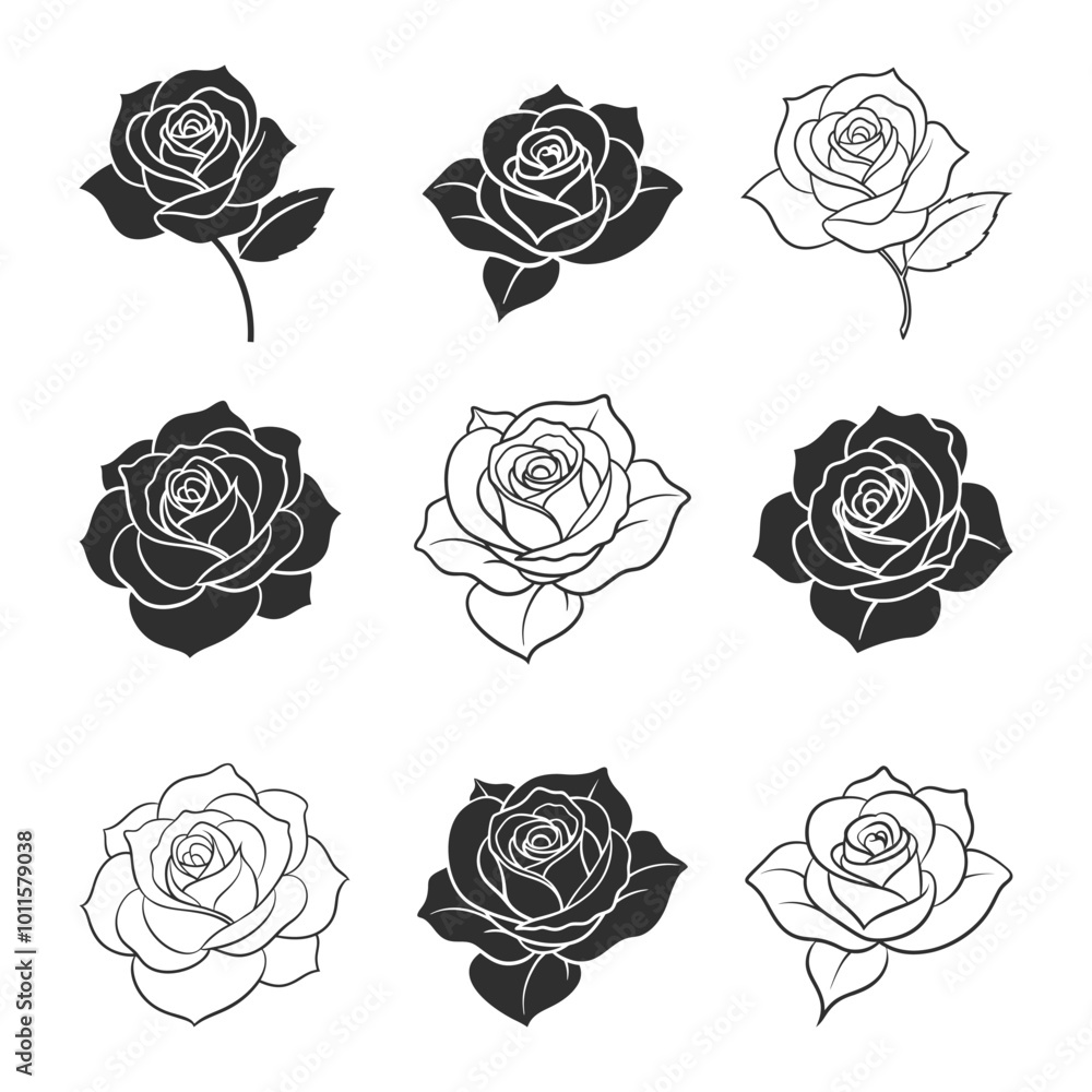 Flowers, Flowers Vector Bundle, Flowers Clipart, Leaves svg, Circut Cut Files Silhouette, Rose ...