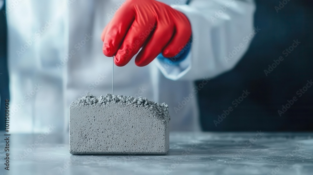 Engineer testing fiber-reinforced concrete's flexural strength in ...