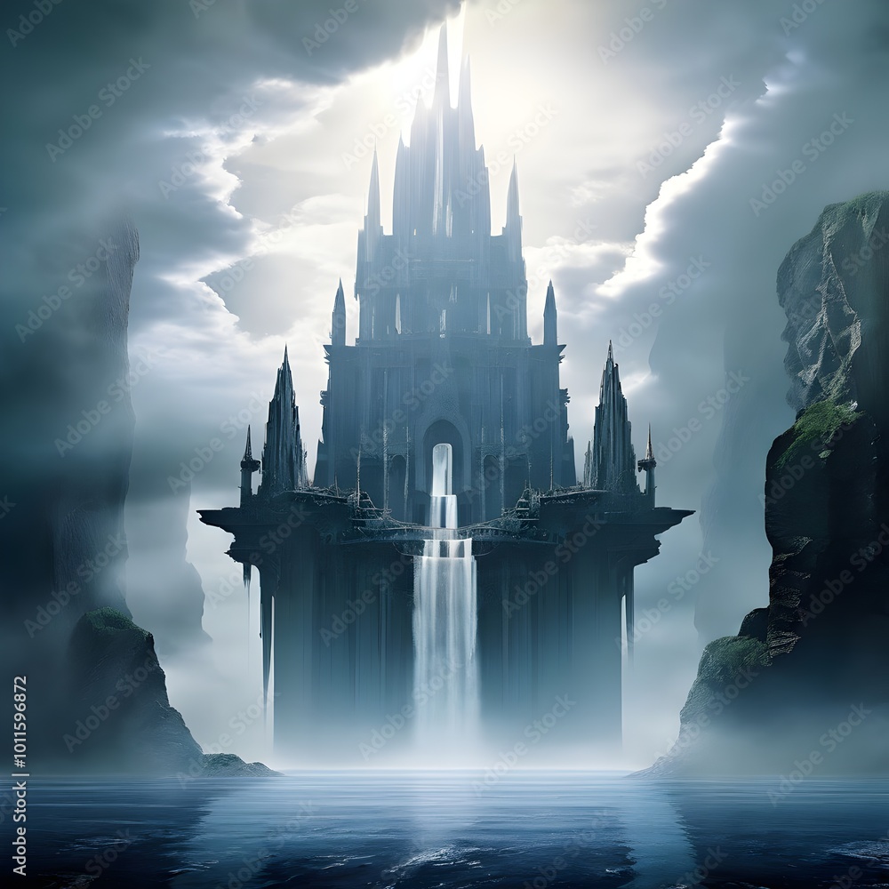 Floating Citadel with Cascading Waterfalls, floating citadel, cascading ...