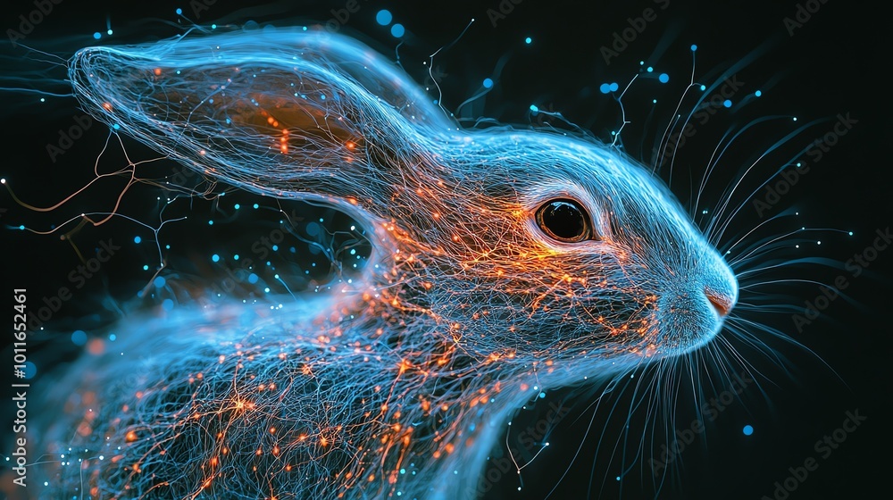 Neural network of a rabbit s nervous system showing sensory and motor ...