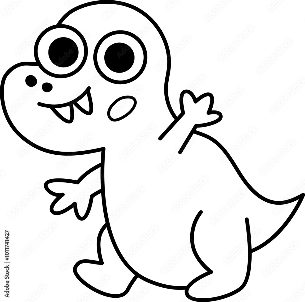 Vector black and white little tyrannosaurus rex icon. Cute baby ...