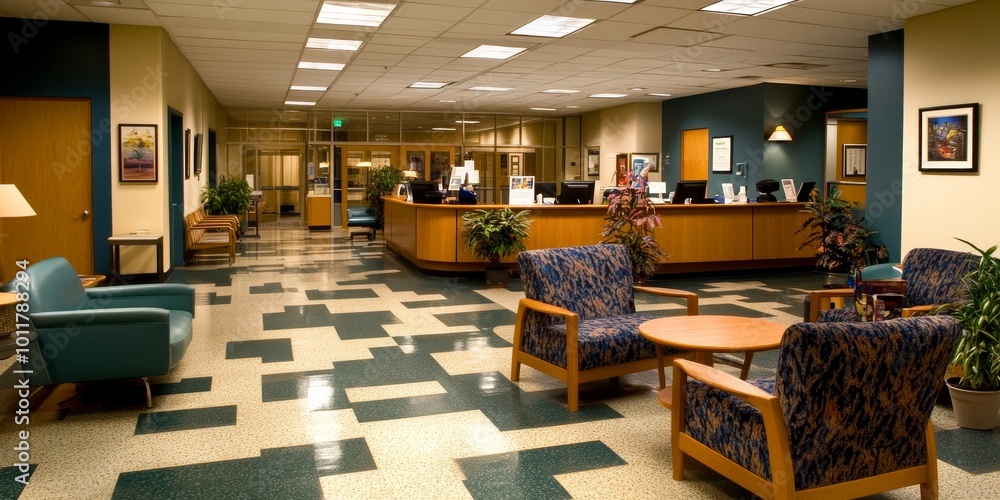 Welcoming Environment: Depict a bright and inviting reception area with ...