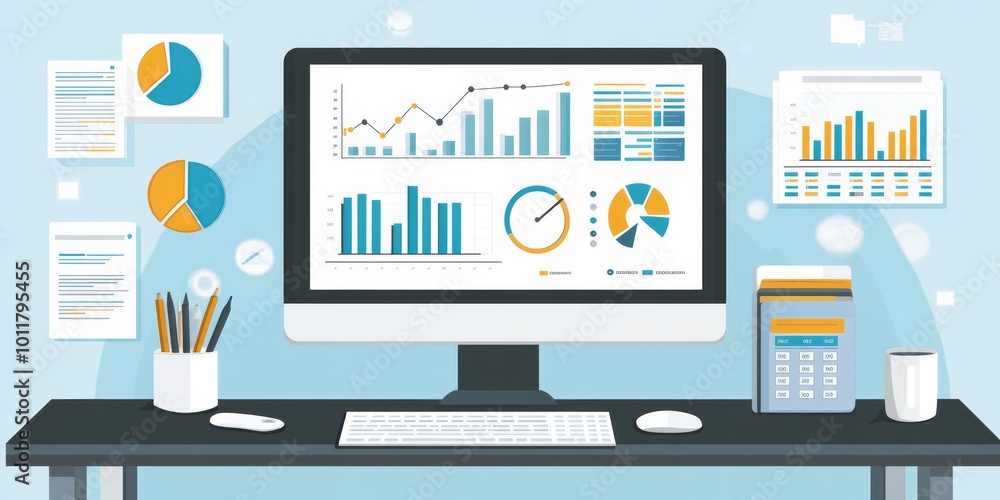 Dashboard Displaying KPIs: Create an image of a digital dashboard ...