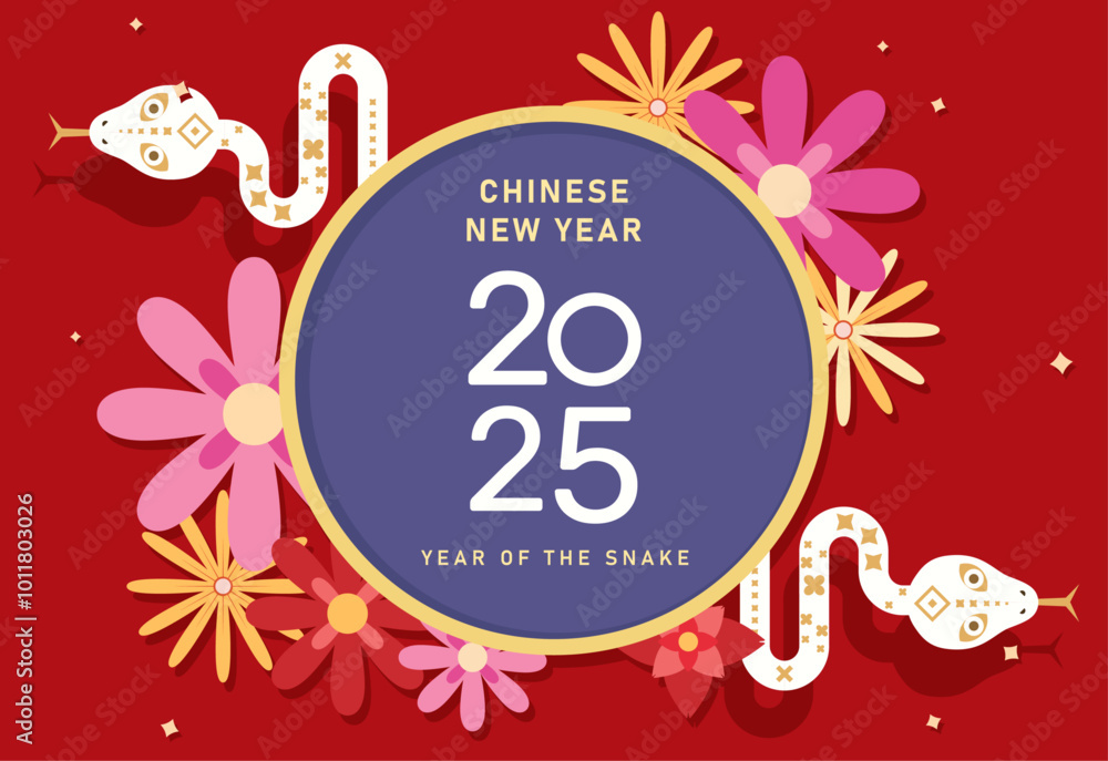 2025 Chinese new year, year of the snake template design with white ...