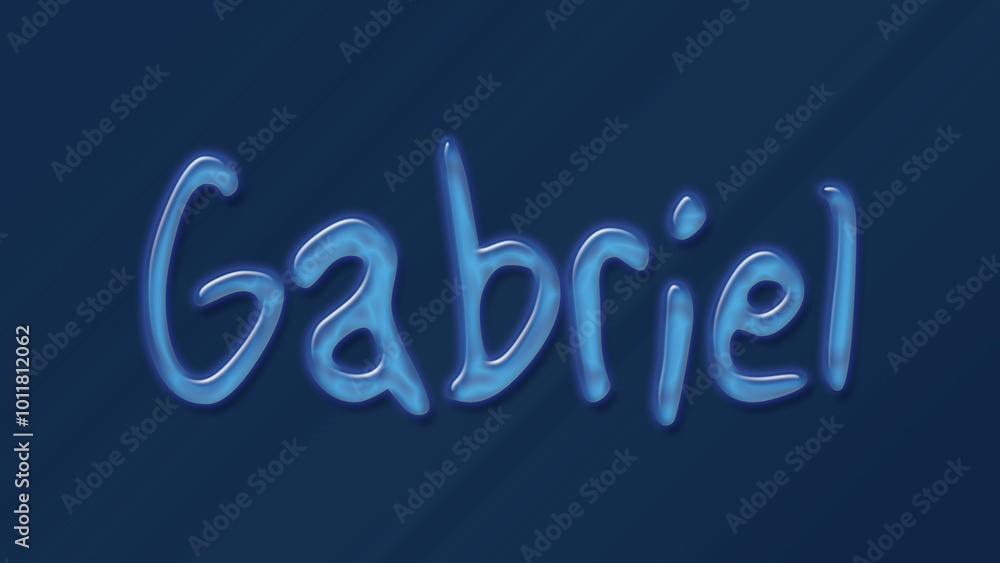 Water bubble 3D text effect of name Gabriel 0n blue background. Stock Illustration | Adobe Stock