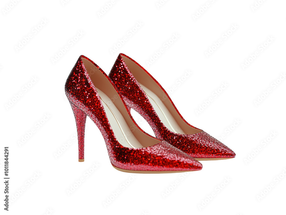 Sparkling red glitter high heels for women, stylish and glamorous ...