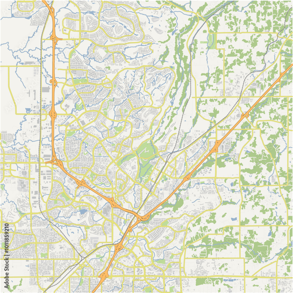 Map of Rocklin in California in a normal road map style. Contains ...