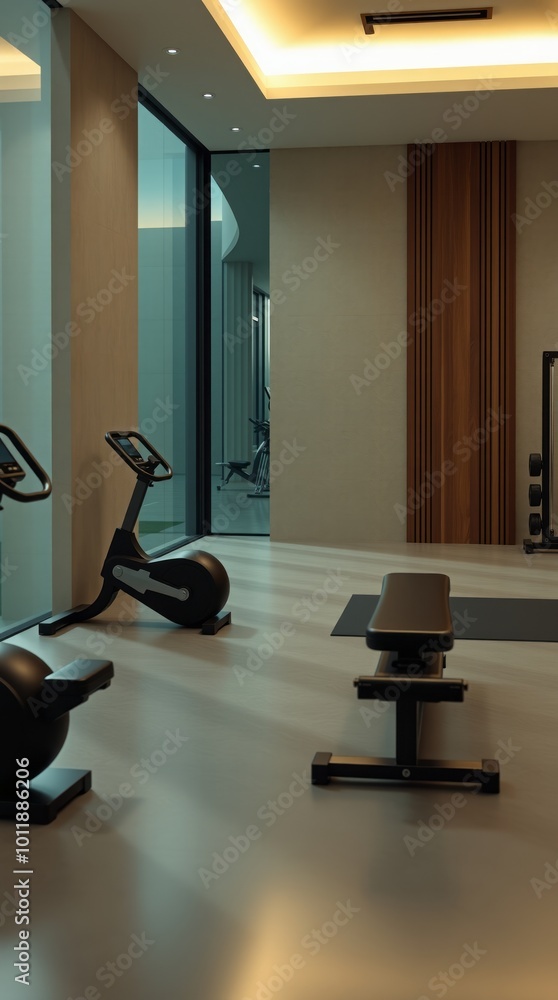Gym in the modern villa gym room Ultra realistic Photorealistic ...