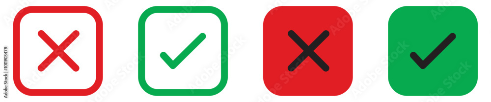 Vector de Stock Check mark icon button set. check box icon with right and wrong buttons and yes ...