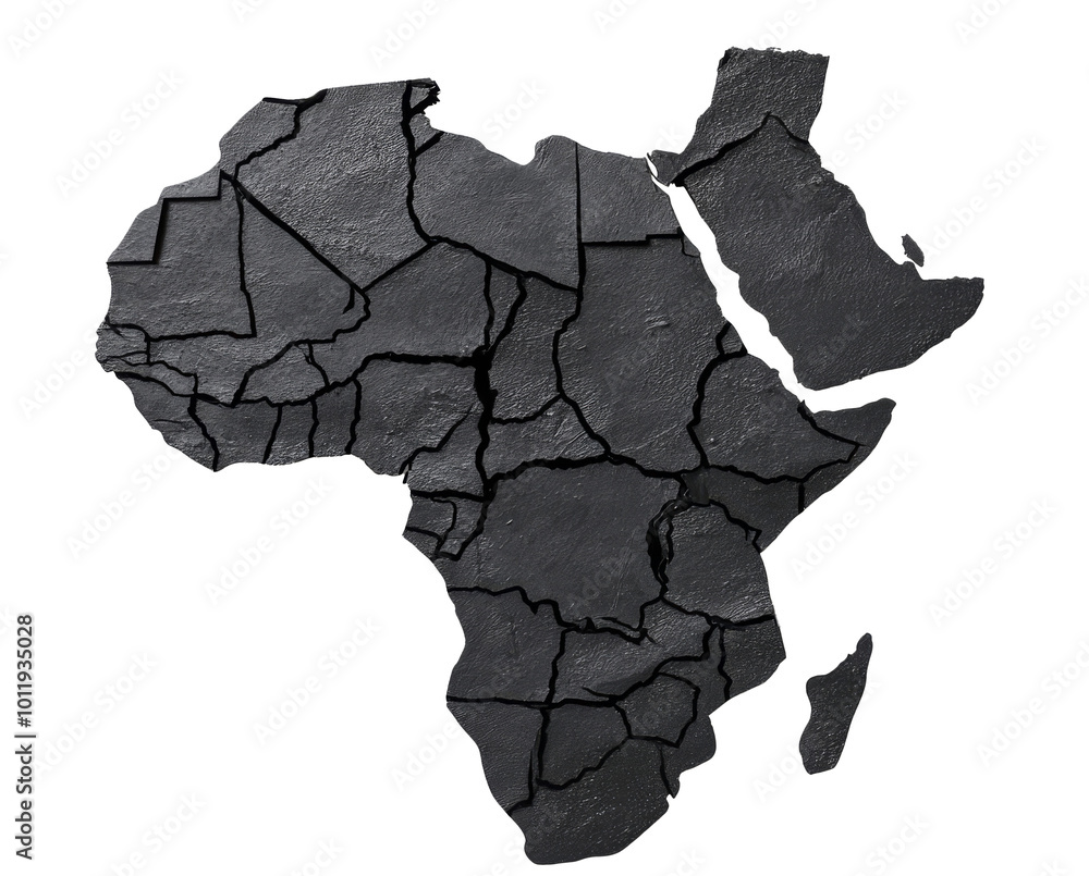 Relief map of Africa in black color. Transparent background Stock Photo ...