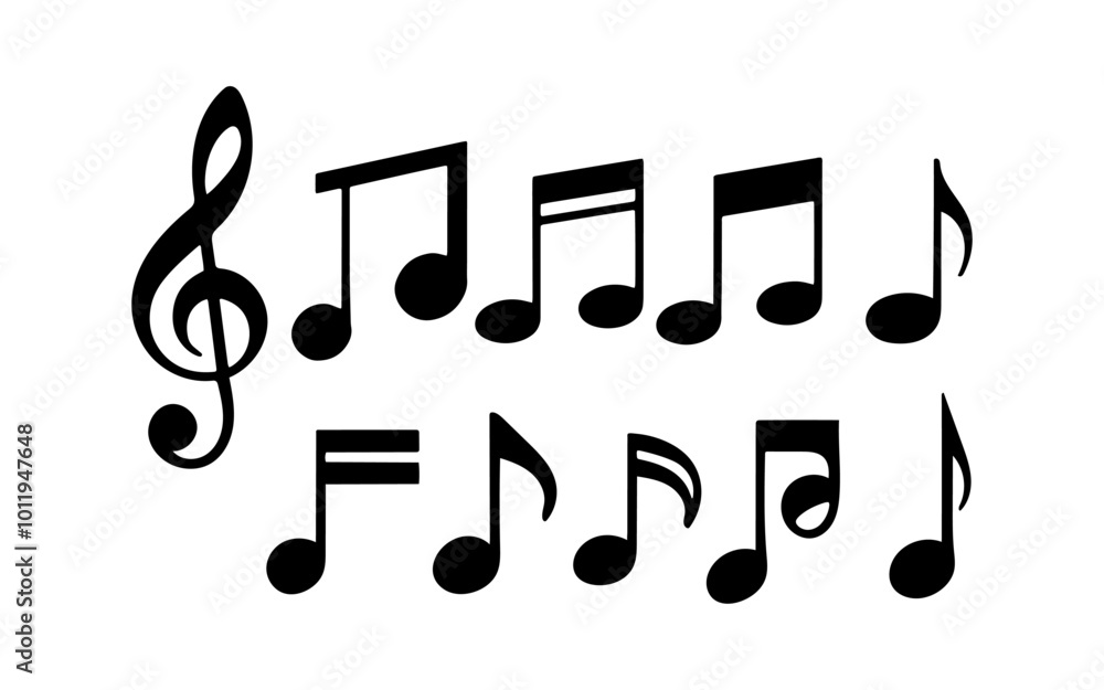 Music Notes Icon Set Isolated on Transparent Background Vector ...