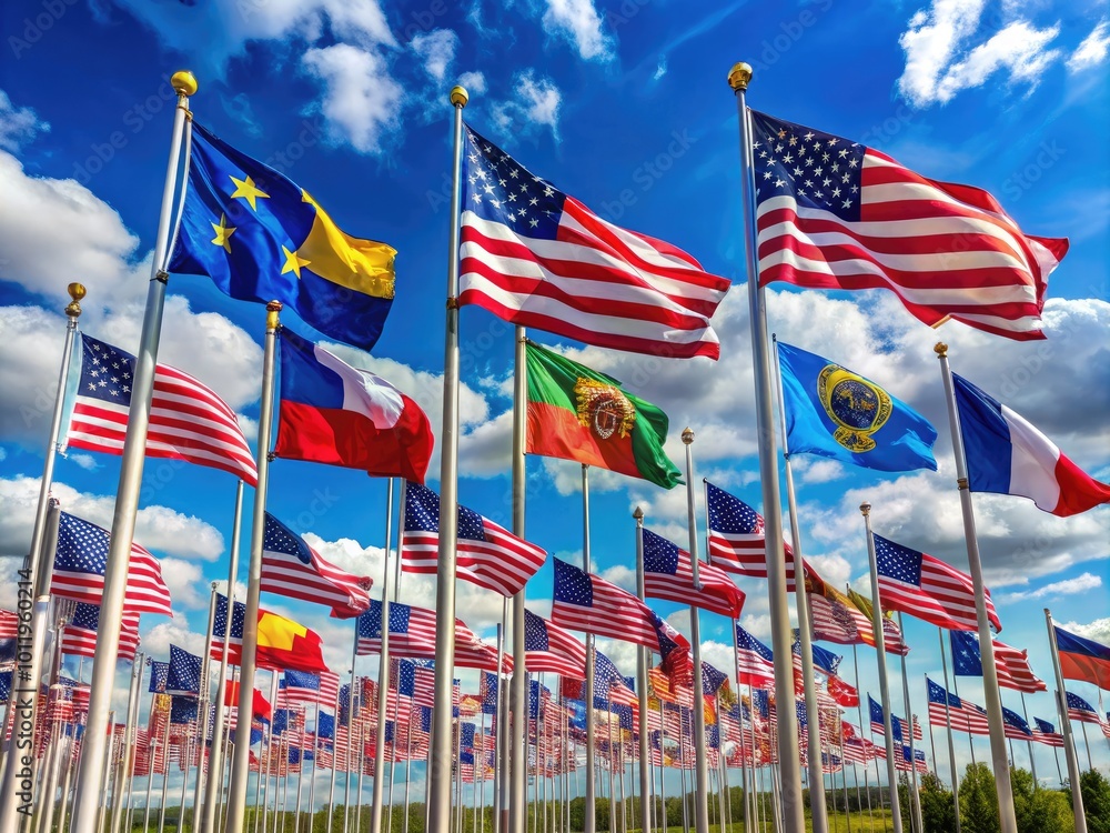 Collection of All U.S. State Flags Displayed Together on a Bright ...