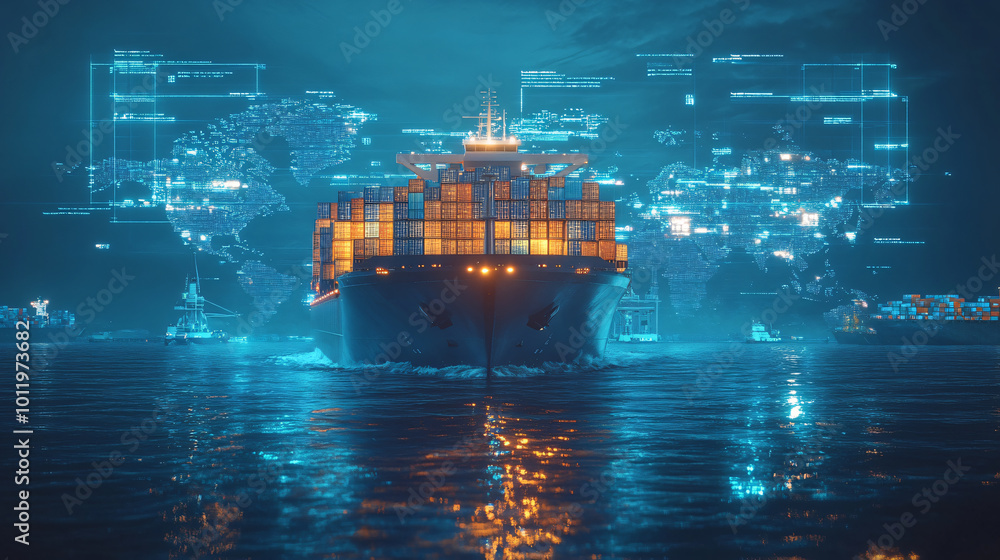 Futuristic cargo container ships utilize technology for global ...