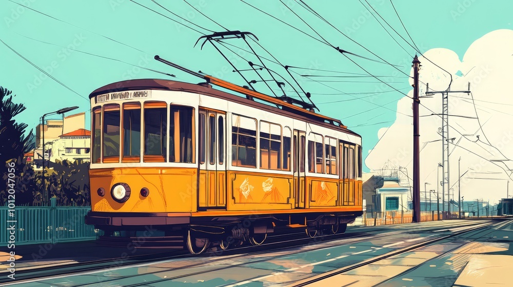 Beautiful Illustration Showcasing the Iconic Kolkata Tram. AI generated ...