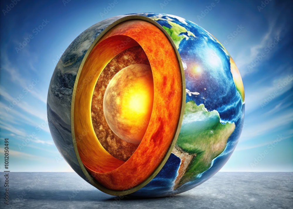 Cross-section of Earth Layers: Crust, Mantle, Outer Core, and Inner ...