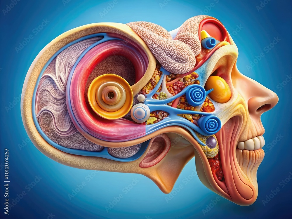 Detailed Anatomy of the Inner Ear Showing Cochlea, Semicircular Canals ...