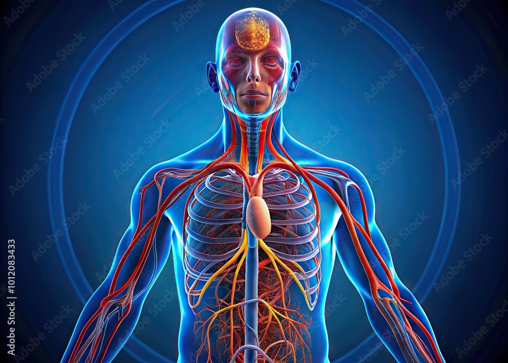 Detailed Diagram of the Human Circulatory System with Labeled ...
