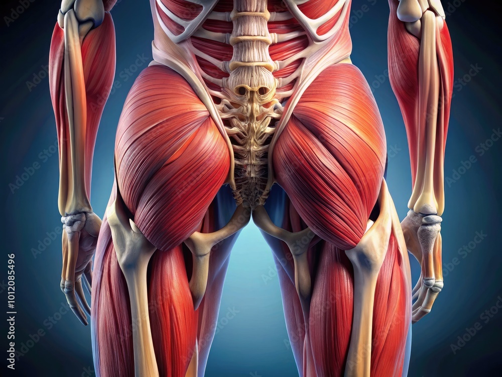 Detailed Hip Muscle Diagram Illustrating Anatomy and Function of Human ...