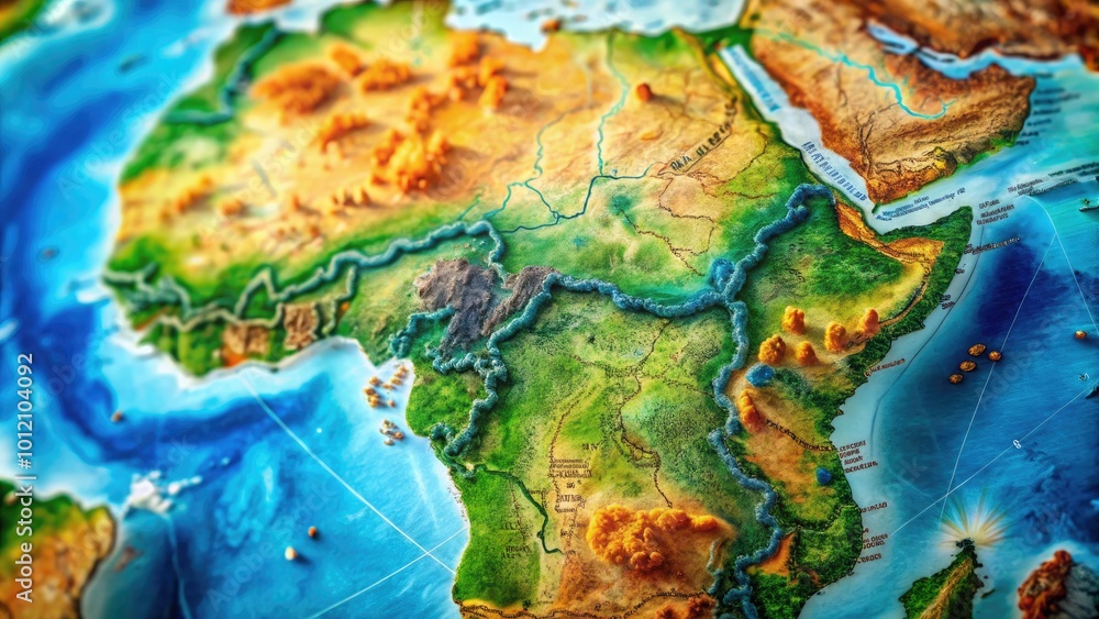 Detailed Physical Map of Africa Highlighting Geographical Features and ...