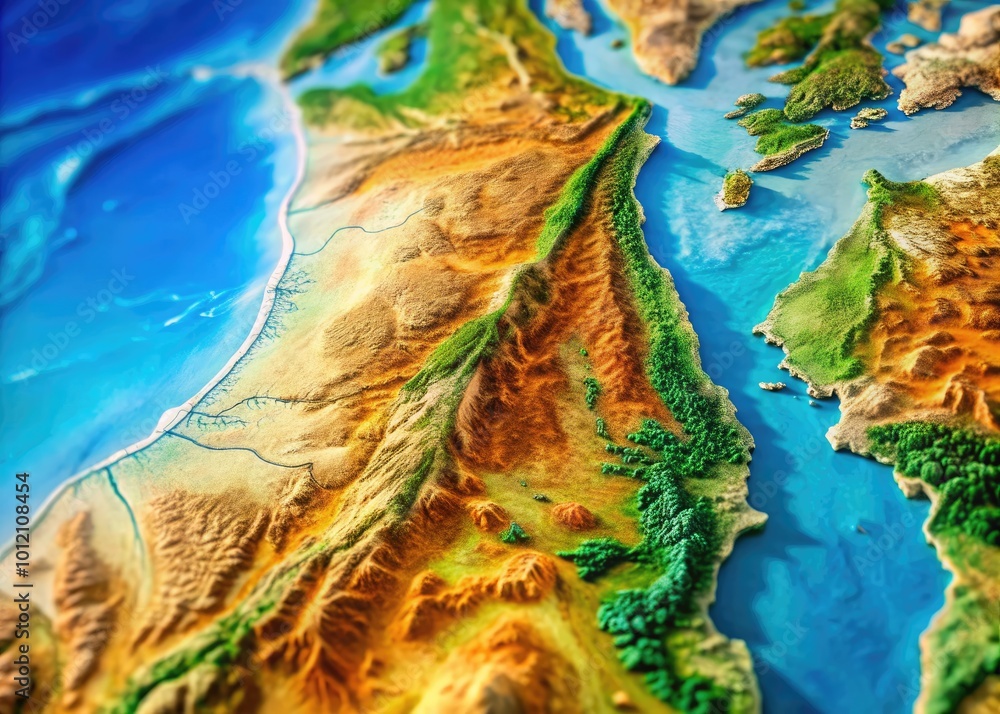 Detailed Topography Map of Israel Highlighting Geographic Features and ...