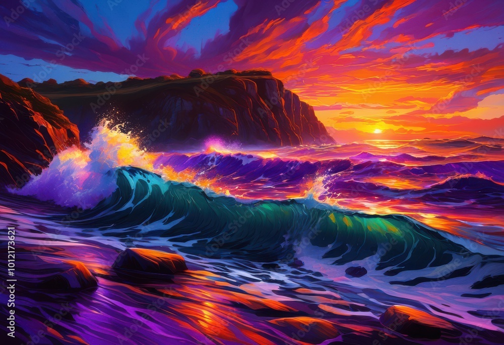captivating ocean waves striking textures colorful hues mesmerizing ...