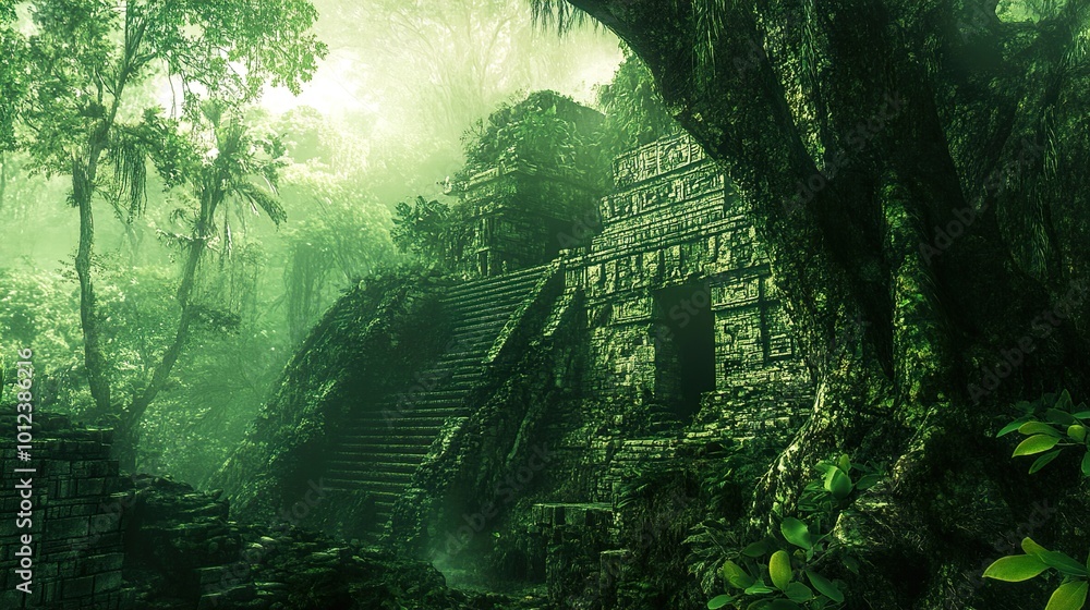 Ancient Mayan Temple Lost in the Jungle Stock Photo | Adobe Stock