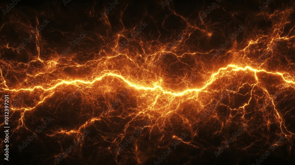 Lightning strike backgrounds. Powerful orange lightning bolt striking ...
