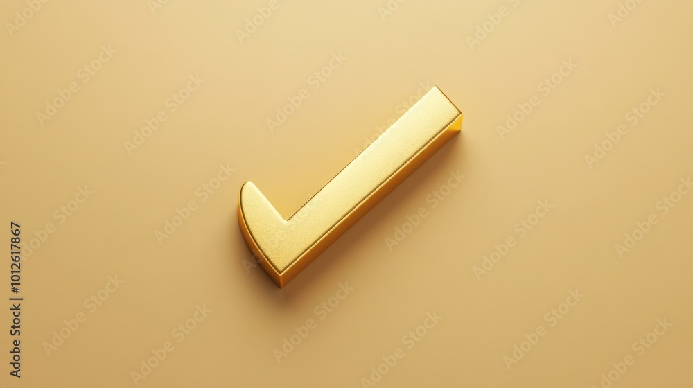 Elegant and radiant gold tick mark, representing confirmation and ...