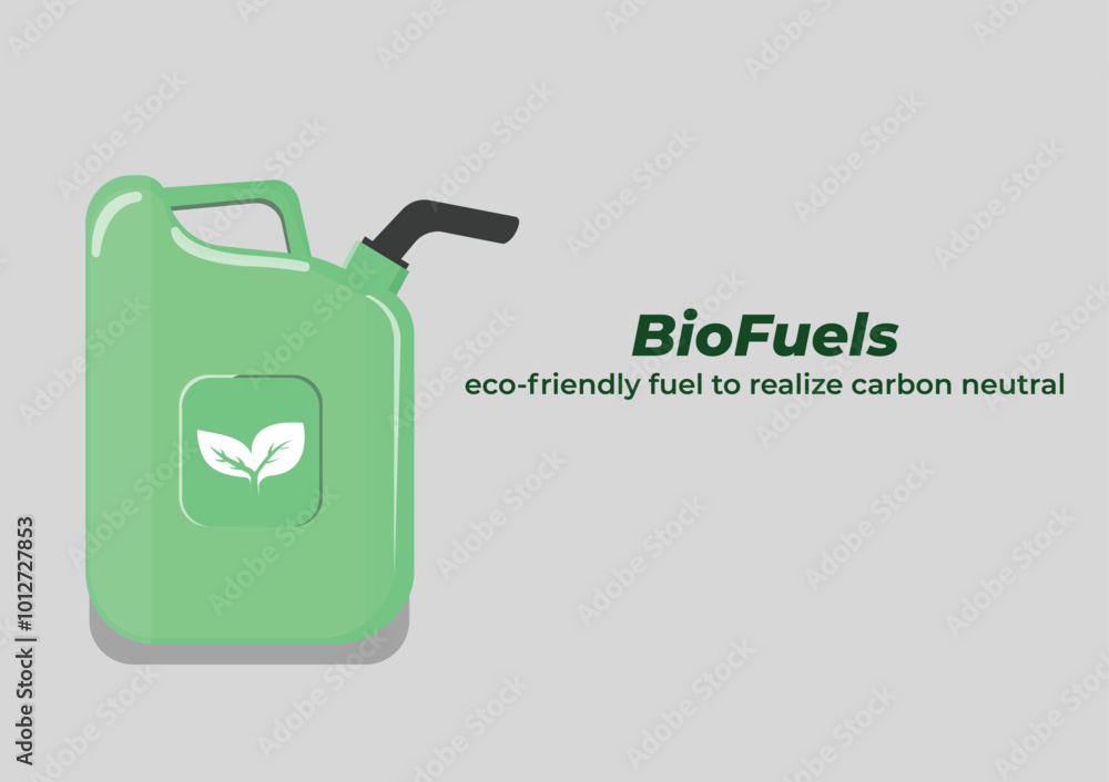 Biofuel icon in jerry can and large tin drum packaging. Eco-friendly ...