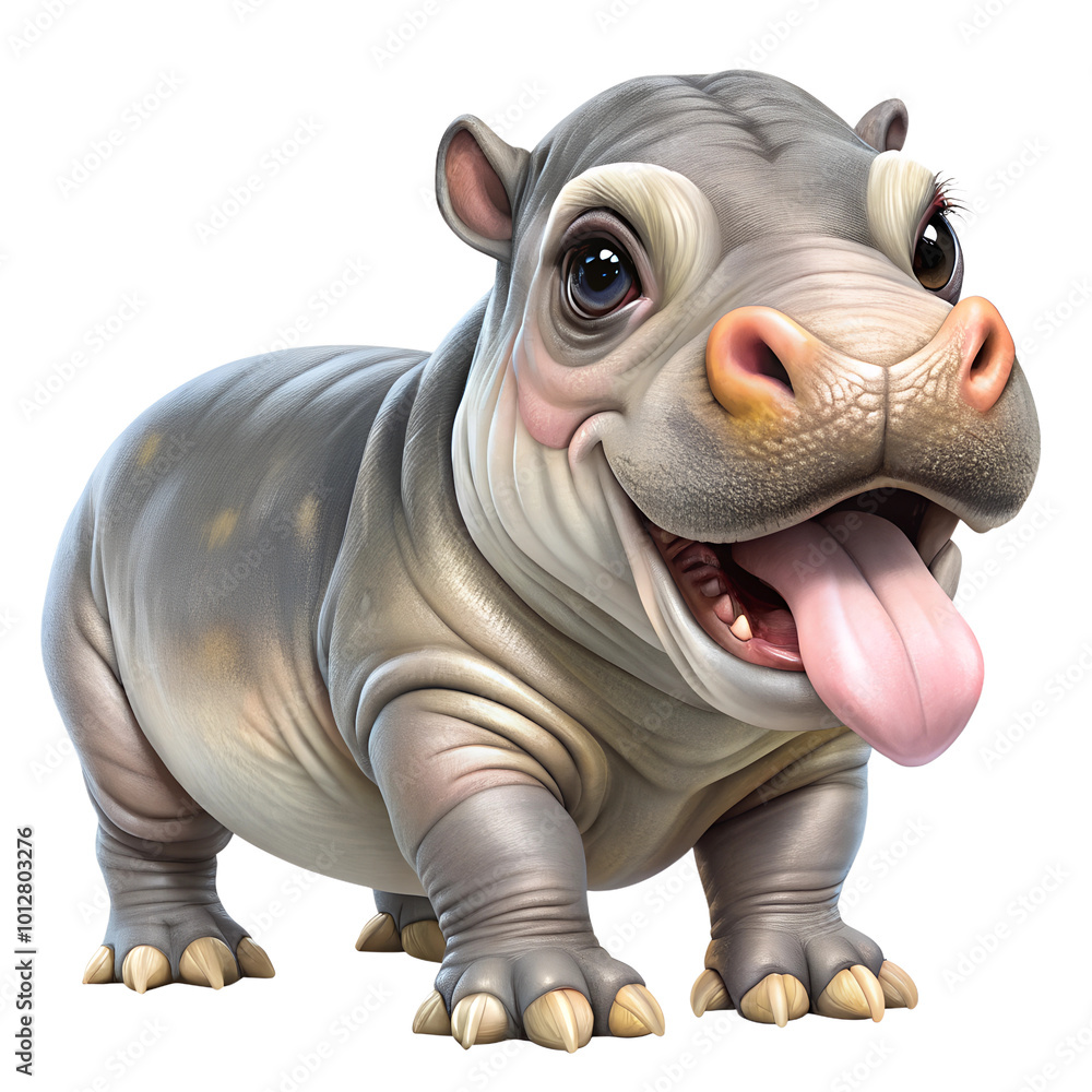 Baby Pygmy Hippo or Hippopotamus sticking out the tongue as a tease in ...