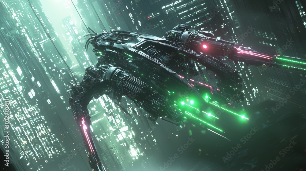 Neon Tension - Hostile AI Robot in Dark Futuristic City Concept Art ...