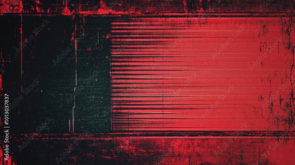 Retro VHS-style background featuring white noise texture with a red ...