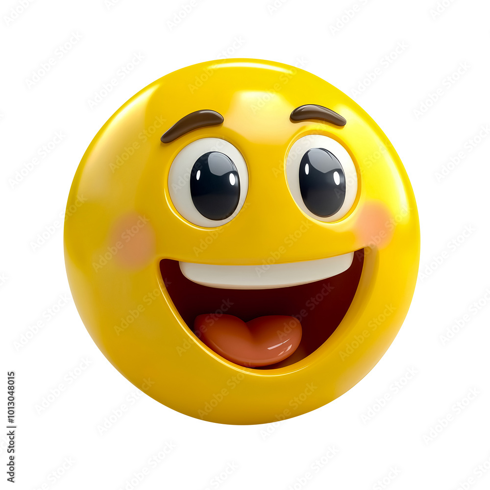 Emoji 3D grinning face with big eyes showing upper teeth and tongue ...