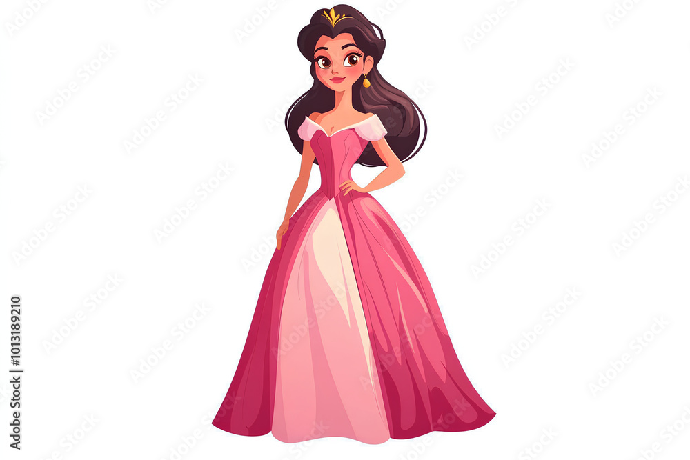 cartoon scene with beautiful princess on white background illustration ...