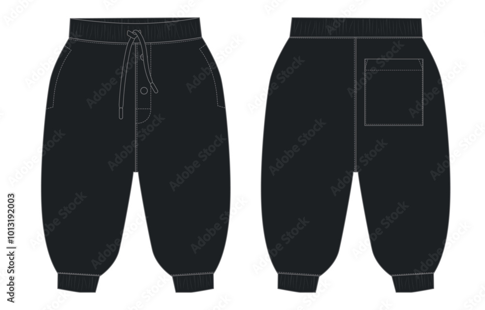 Sweatpants technical drawing fashion flat sketch vector illustration ...