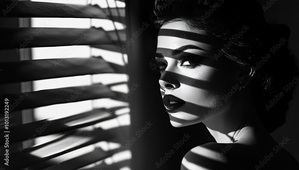 Use harsh, high-contrast black-and-white lighting to mimic the classic ...